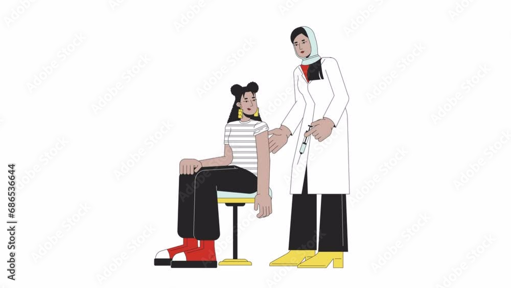 Influenza vaccination line cartoon animation. Immunity immunization 4K ...