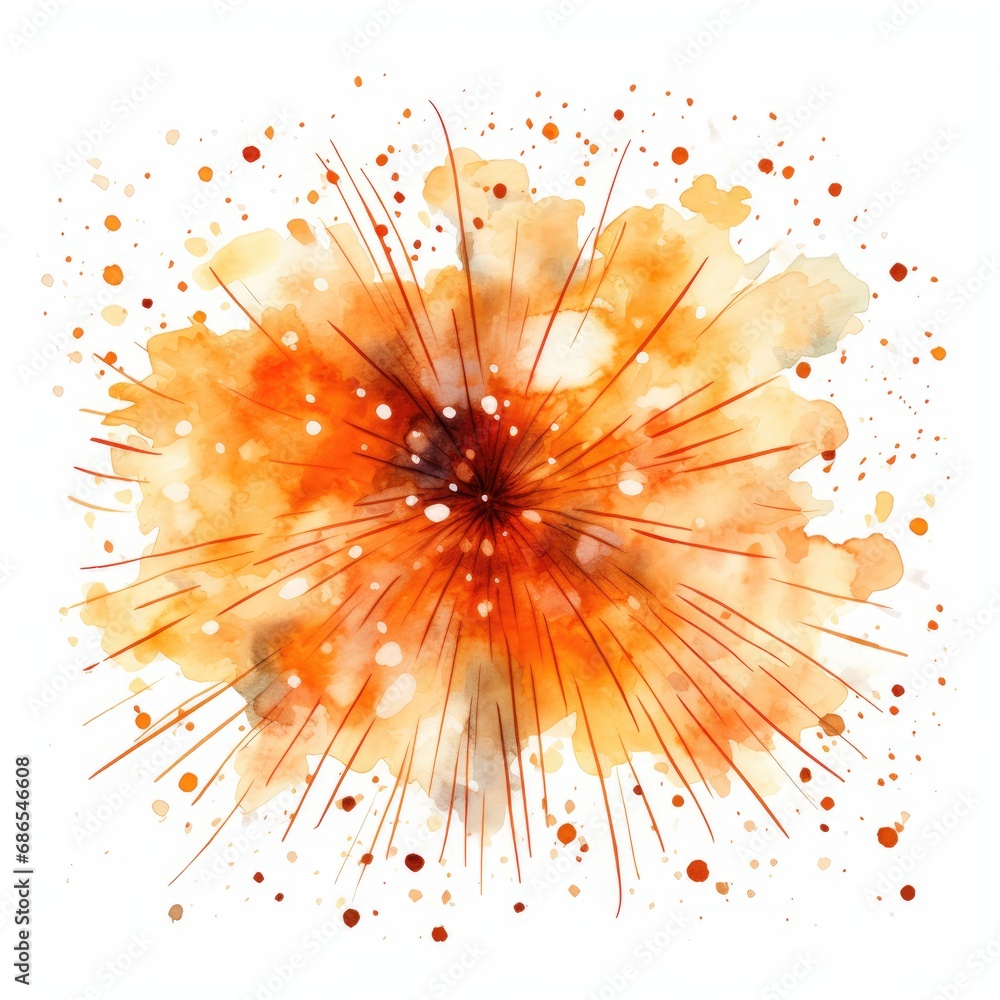orange Firework watercolor clipart on clear white background Stock ...