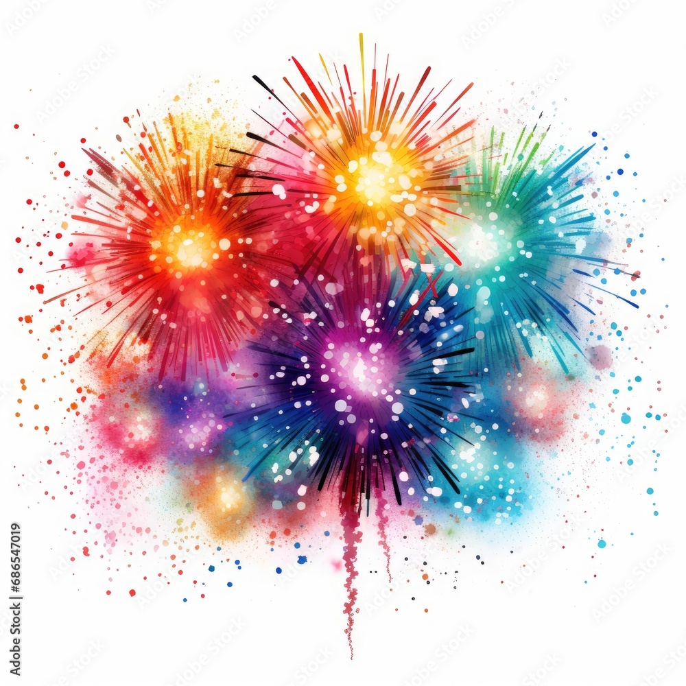 Rainbow Glitter Firework clipart on clear white background Stock ...