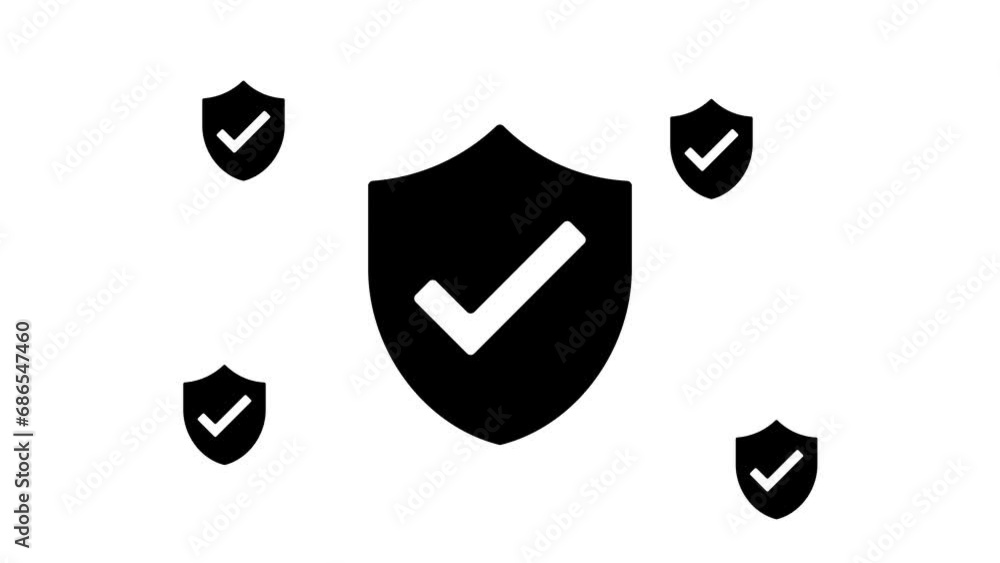 Zoom in and out animation the protection mark symbol. Large black ...