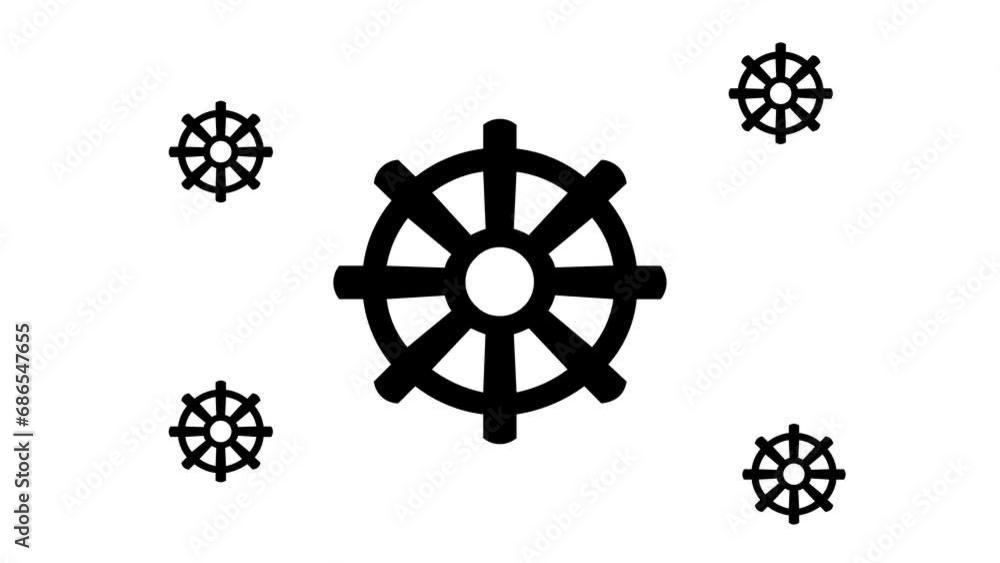 Zoom in and out animation the wheel symbol. Large black symbol in the ...