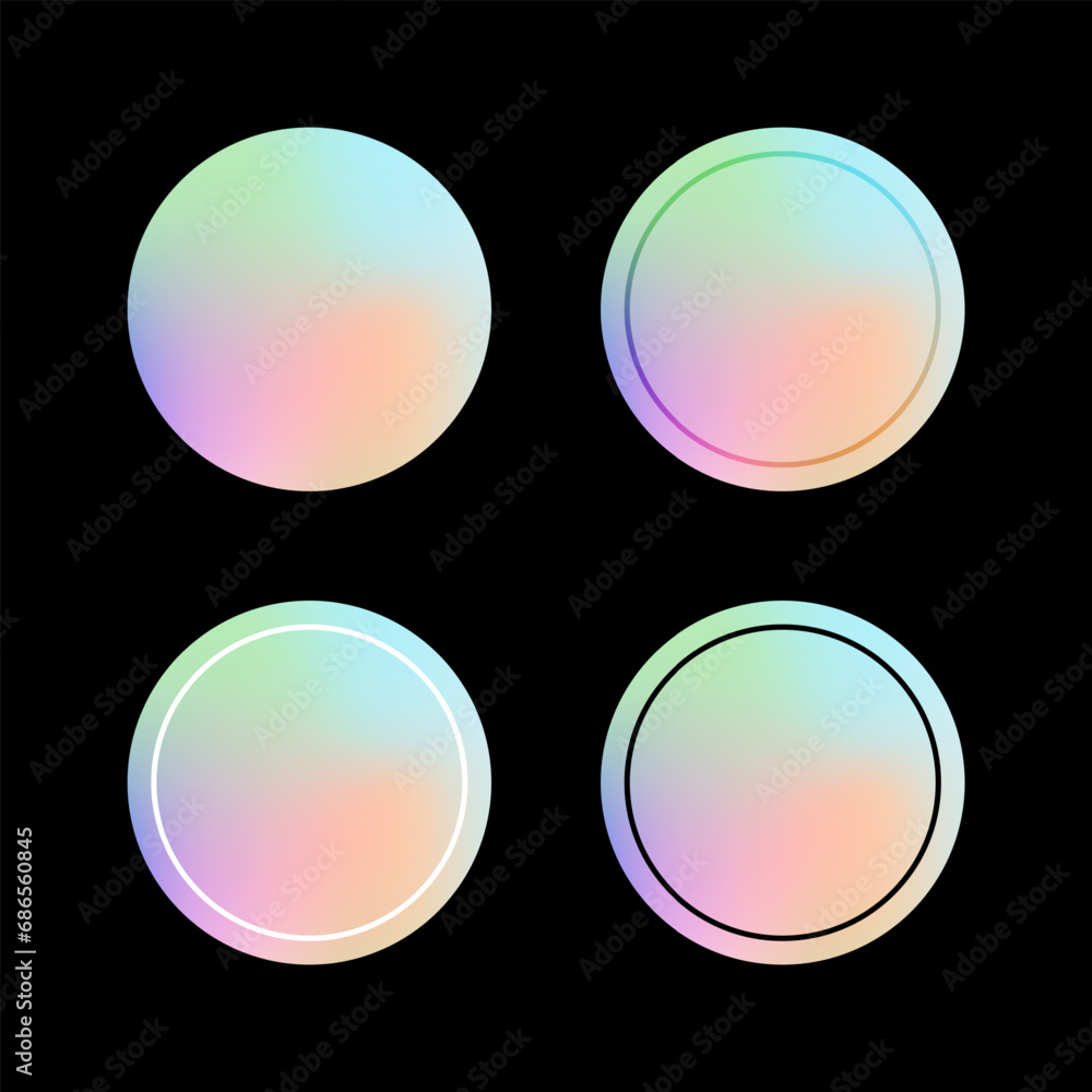 Holographic stickers. Set of hologram tag labels, iridescent foil badge ...