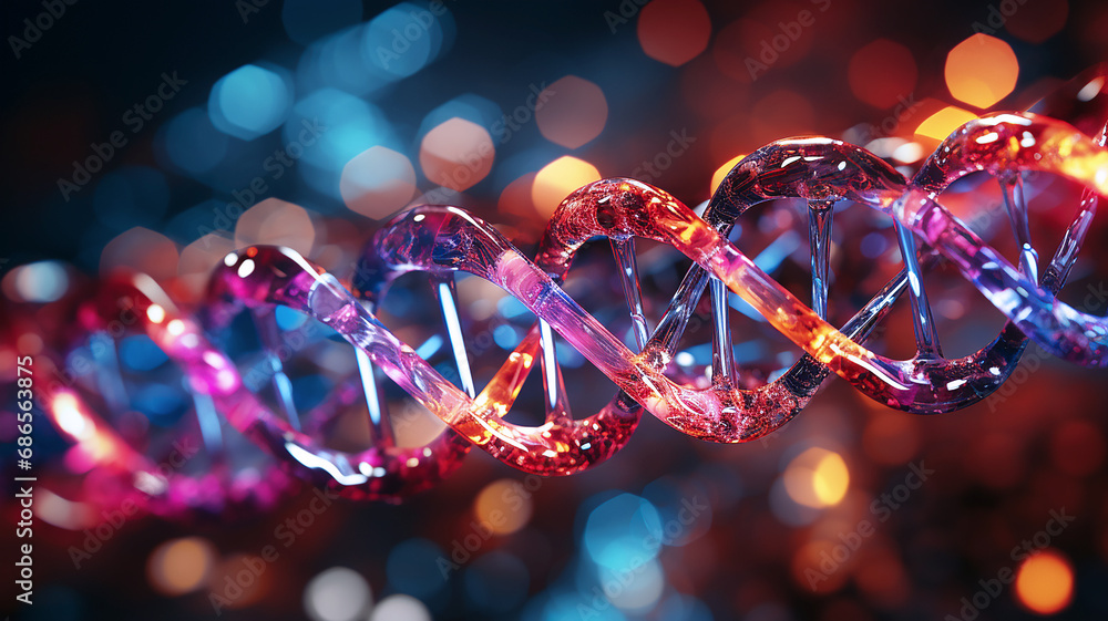 DNA molecule in neon colors. Background Stock Photo | Adobe Stock