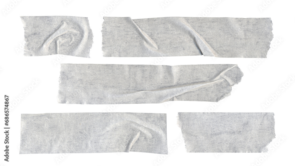 Set of duct tape lines in png format, isolated white paper stripes of ...