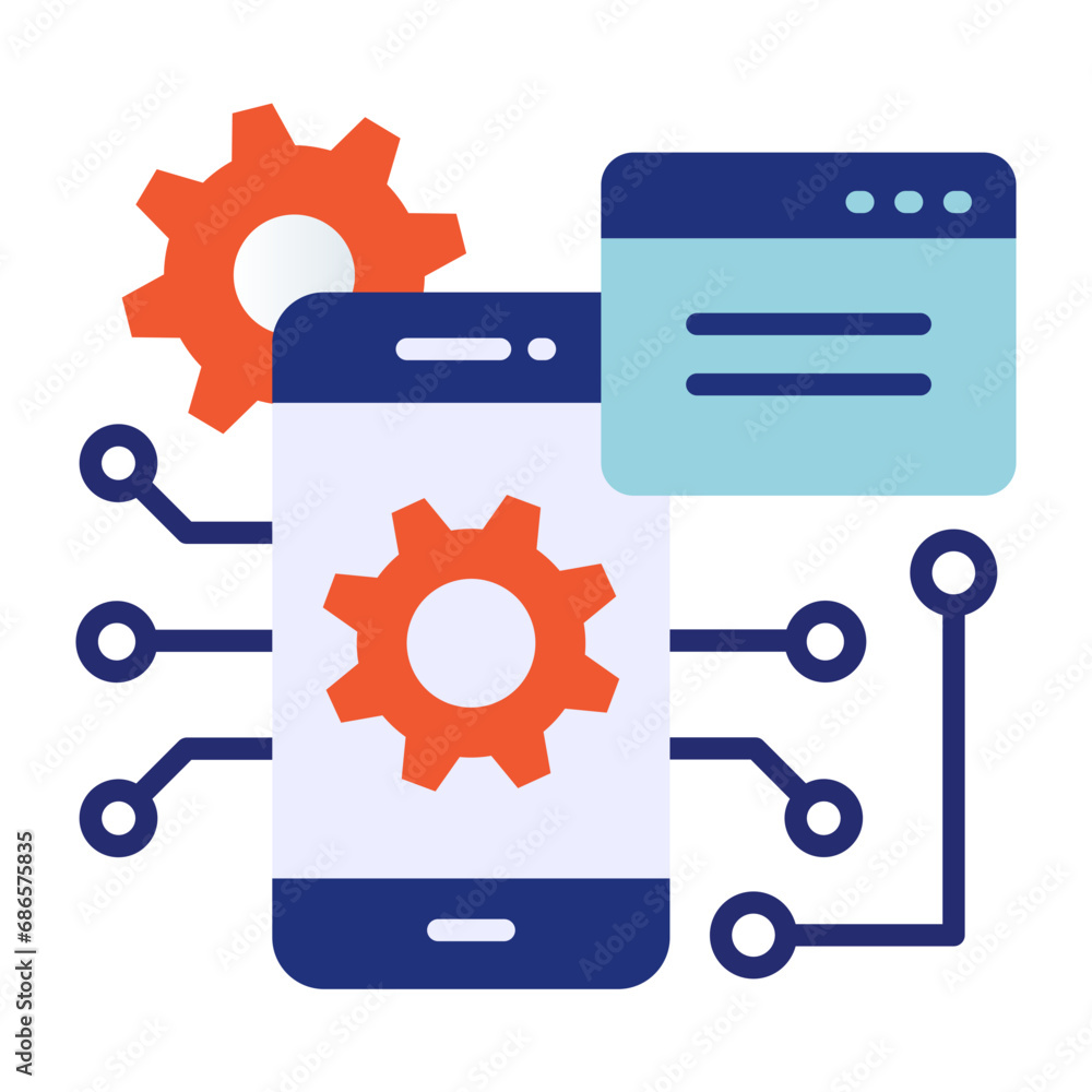 Data sharing interaction vector icon design, predictive modeling or adaptive control symbol ...