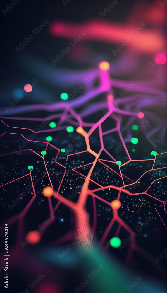 Neural connections forming in the brain, concept of psychology, development, and brain function ...