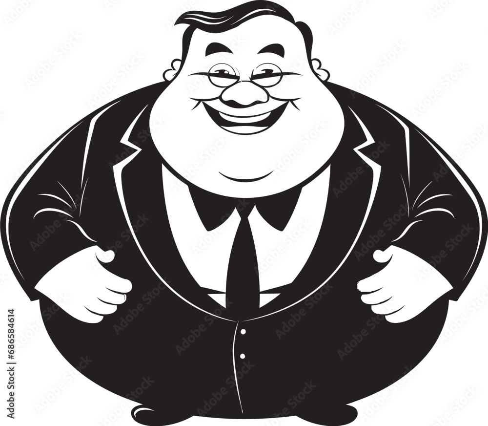 Hefty Harmony Vector Logo of a Plump Gentleman in Black Obese Opus ...