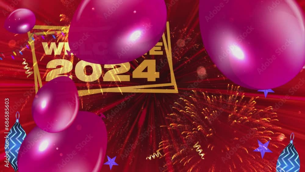 Vidéo Stock Colorful Lights Strings: Welcome 2024 text in gold. Welcome ...