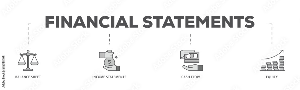 Financial statements infographic icon flow process which consists of ...