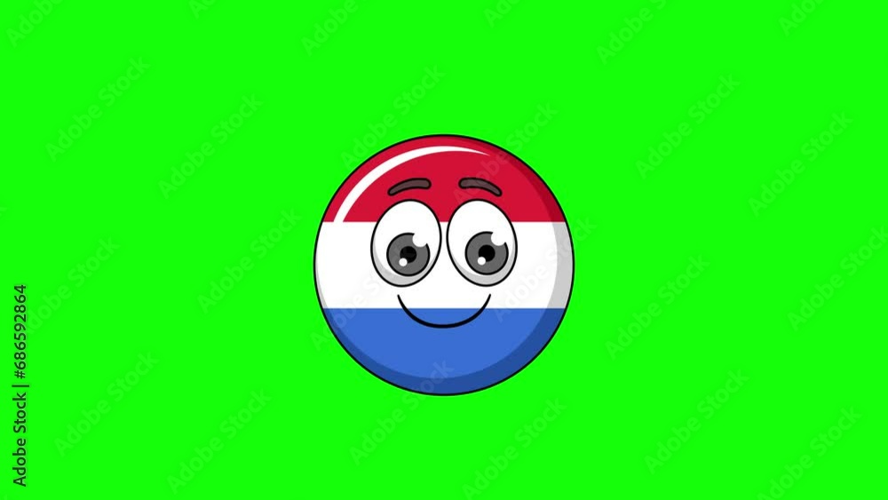 flag of netherlands emoticon emoji with a face savoring food, cartoon ...