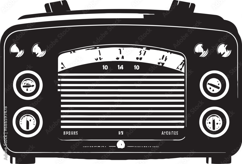 Analog Radio Device Black Icon Radio Tuner Nostalgia Vector Black ...