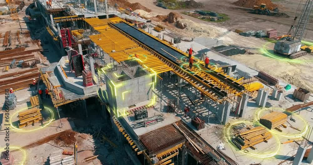 Building with the use of artificial intelligence. Construction site ...
