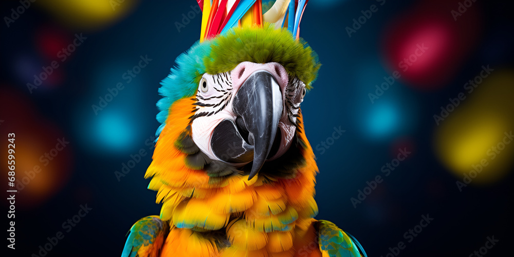 Tropical Celebration Birthday Parrot Card, Tequila the blue and gold ...