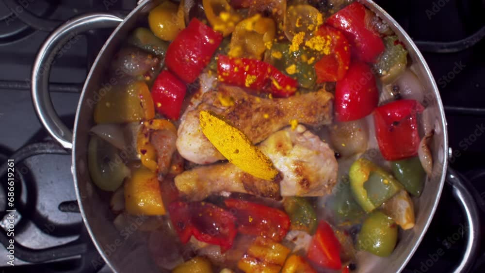 Adding spices to the chicken closeup in super slow motion 1000fps Stock ...