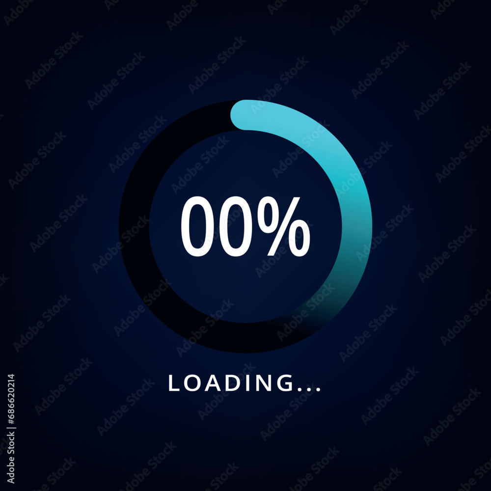 Loading bar vector illustration in blue color isolated on dark ...