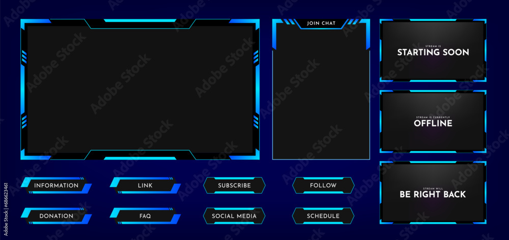 Live stream overlay panel design template. Futuristic digital streaming ...