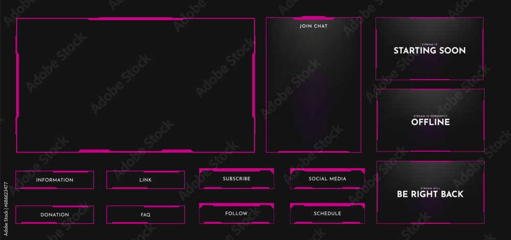 Vecteur Stock Live stream overlay panel design template. Futuristic ...