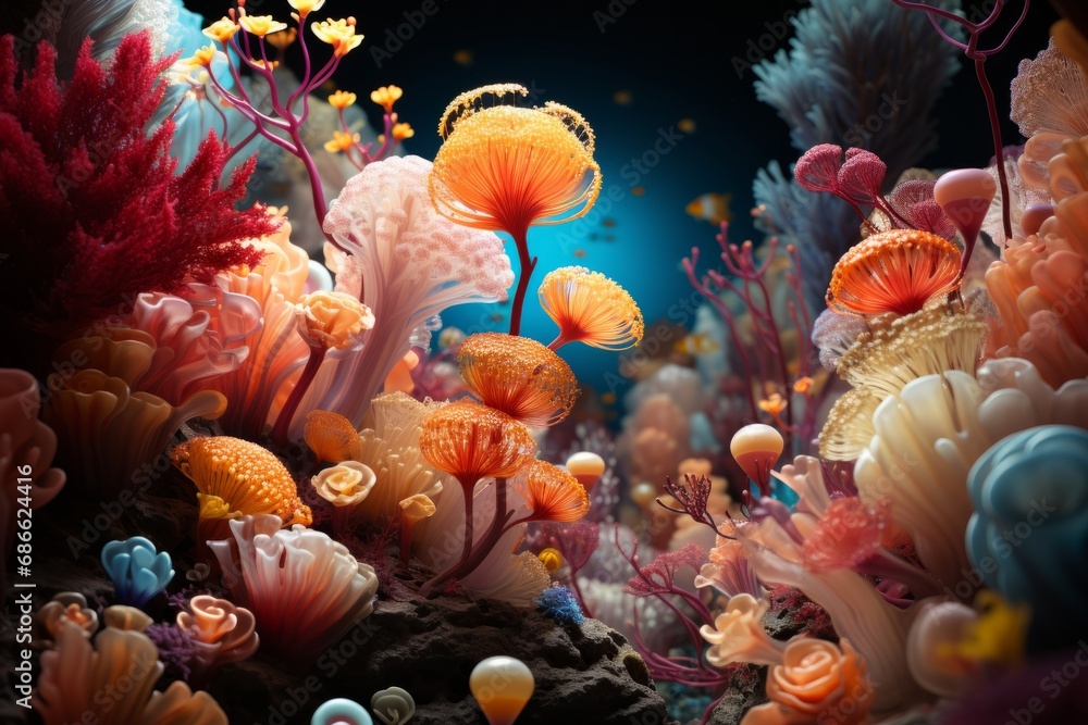 Coral reef's microcosm, capturing tiny creatures like shrimp, crabs ...
