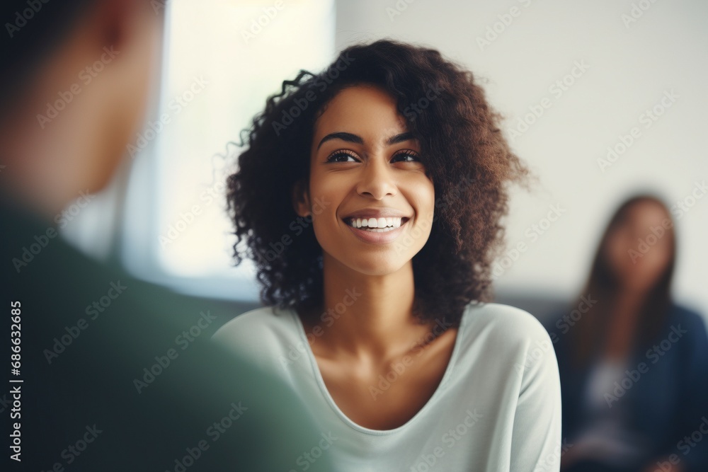 Therapeutic Presence: A professional therapist, plain backdrop, genuine ...