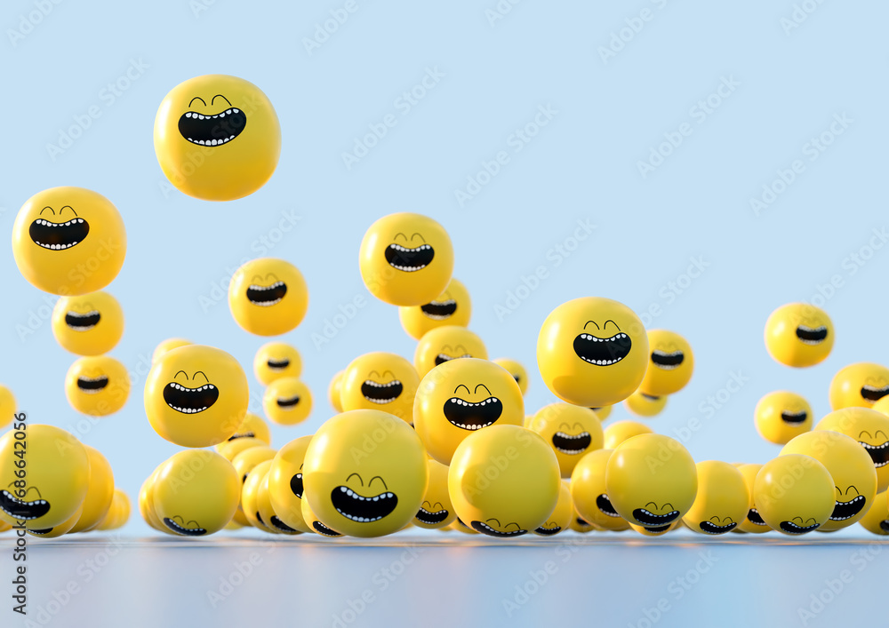 Happy Bouncing Yellow Ball Heads Stock Illustration | Adobe Stock