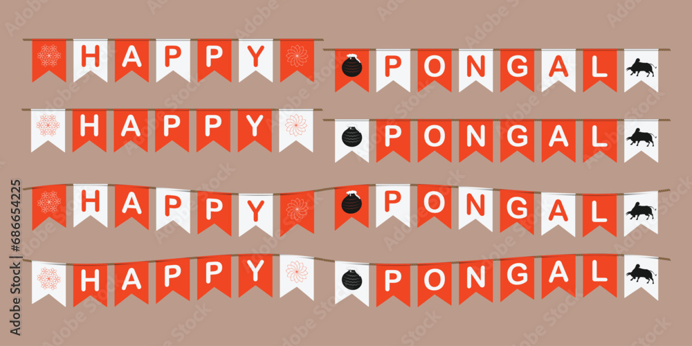 Happy pongal paper bunting flags toran set. Stock Vector | Adobe Stock