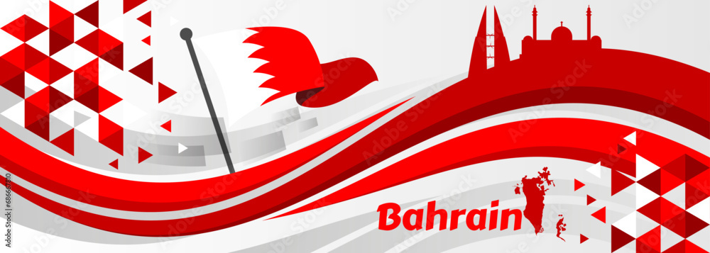 Bahrain national day celebration greeting card. Vector of national day ...