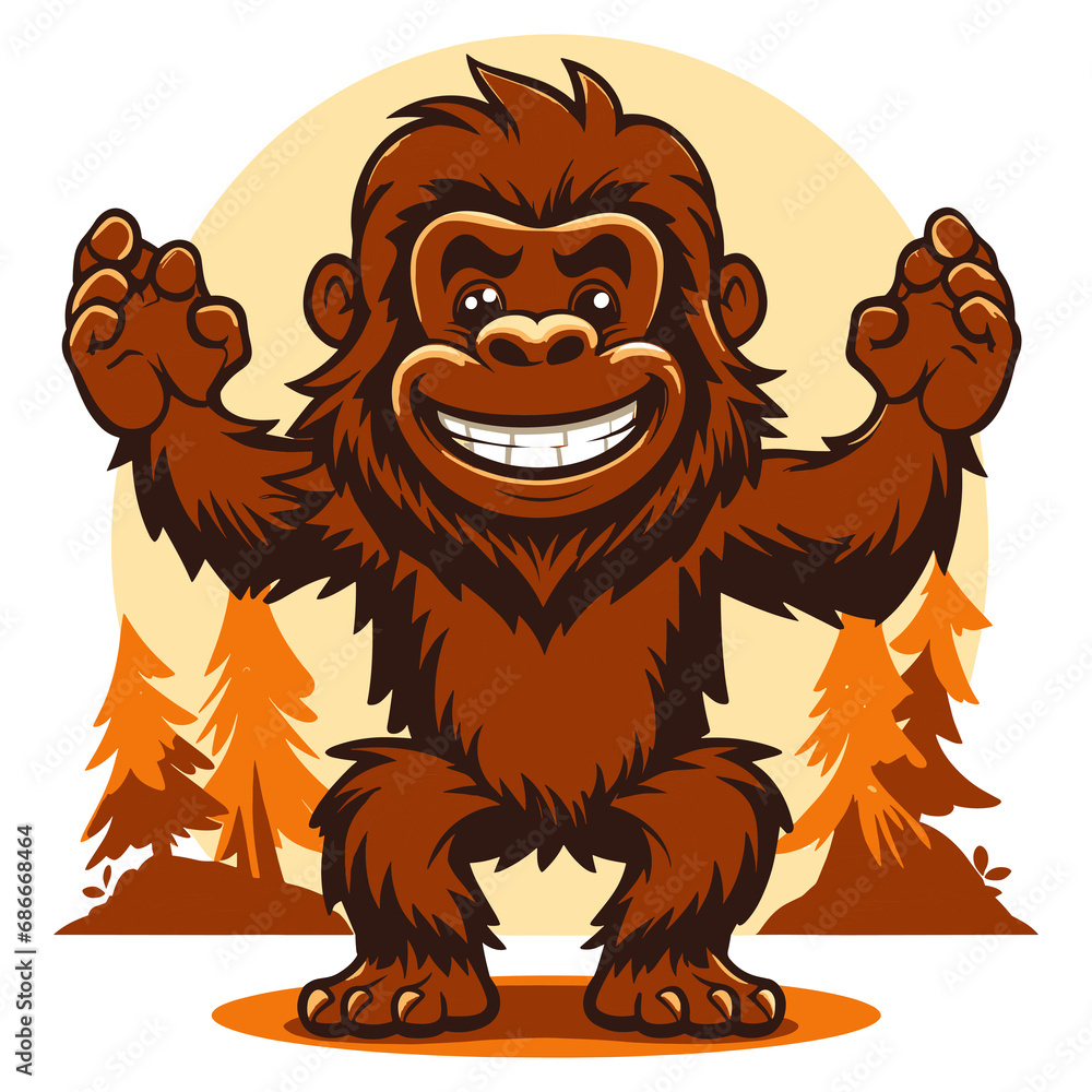 Cartoon bigfoot illustration, isolated on transparent background. Stock ...