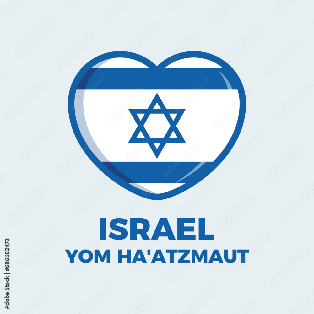 Yom Ha'atzmaut Israel Independence Day poster vector illustration. Flag ...
