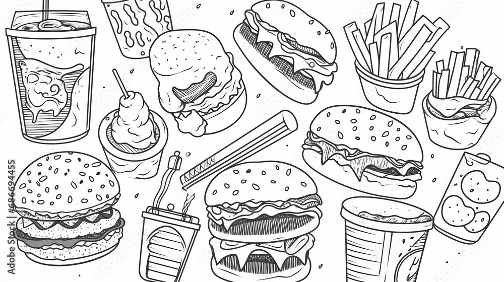 Assorted unhealthy food items, concept of junk food and the pitfalls of ...