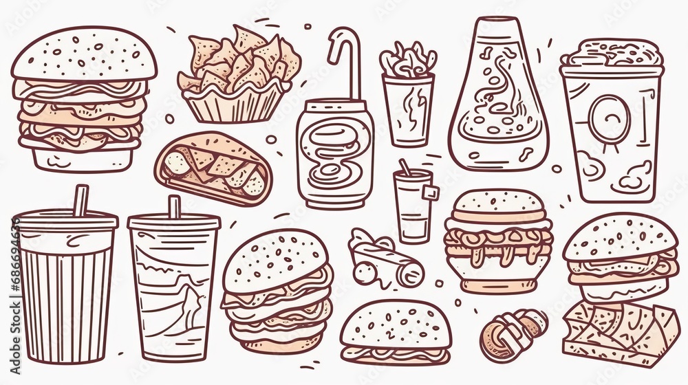 Assorted unhealthy food items, concept of junk food and the pitfalls of ...