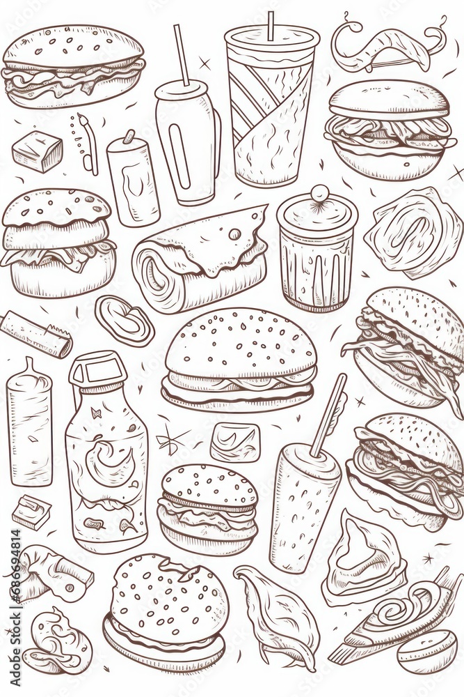 Assorted unhealthy food items, concept of junk food and the pitfalls of ...
