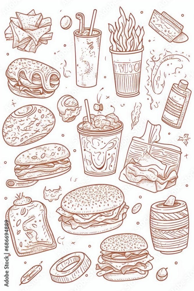 Assorted unhealthy food items, concept of junk food and the pitfalls of ...