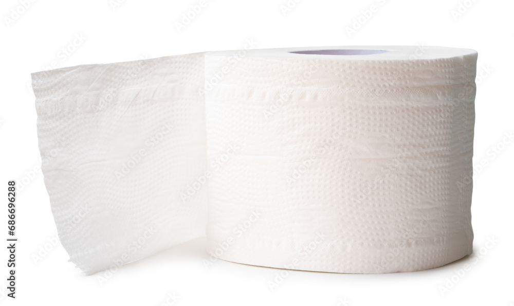 Tissue paper roll isolated on white background with clipping path and ...