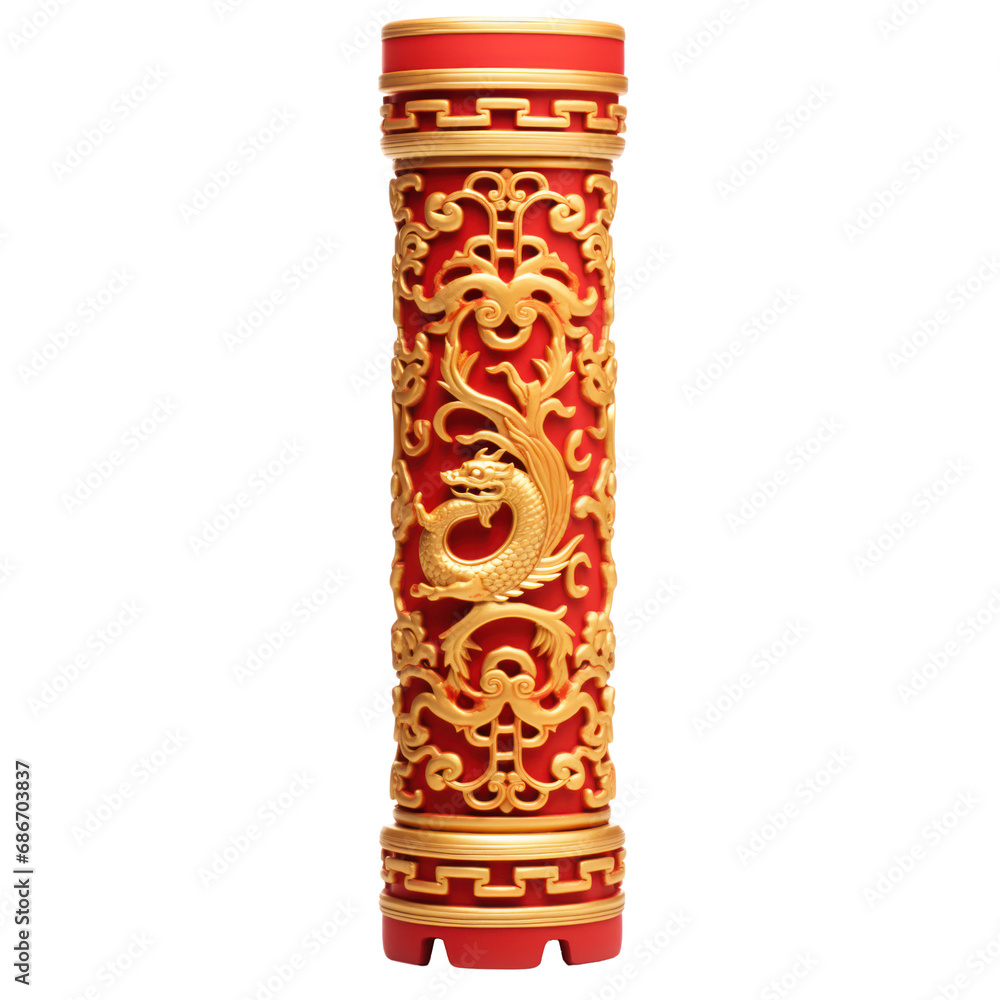 chinese red pillar. isolate on transparent background. lunar chinese ...