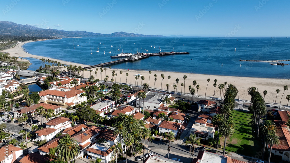 Beach Scene At Santa Barbara In California United States. Nature ...