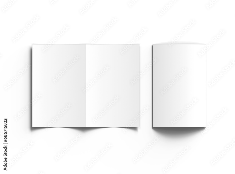 Blank Half Fold 8.5x11 letter brochure 3d render on a transparent ...