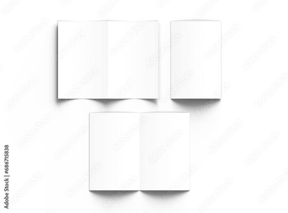 Blank Half Fold 8.5x11 letter brochure 3d render on a transparent ...