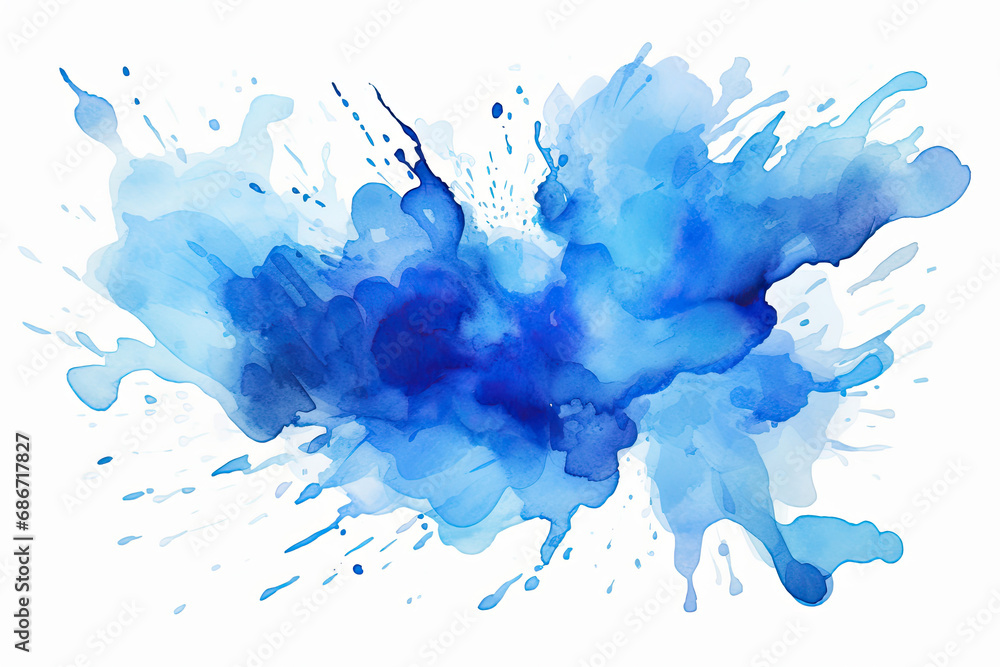Ink watercolor pastel royal blue splash, clip art, white background ...