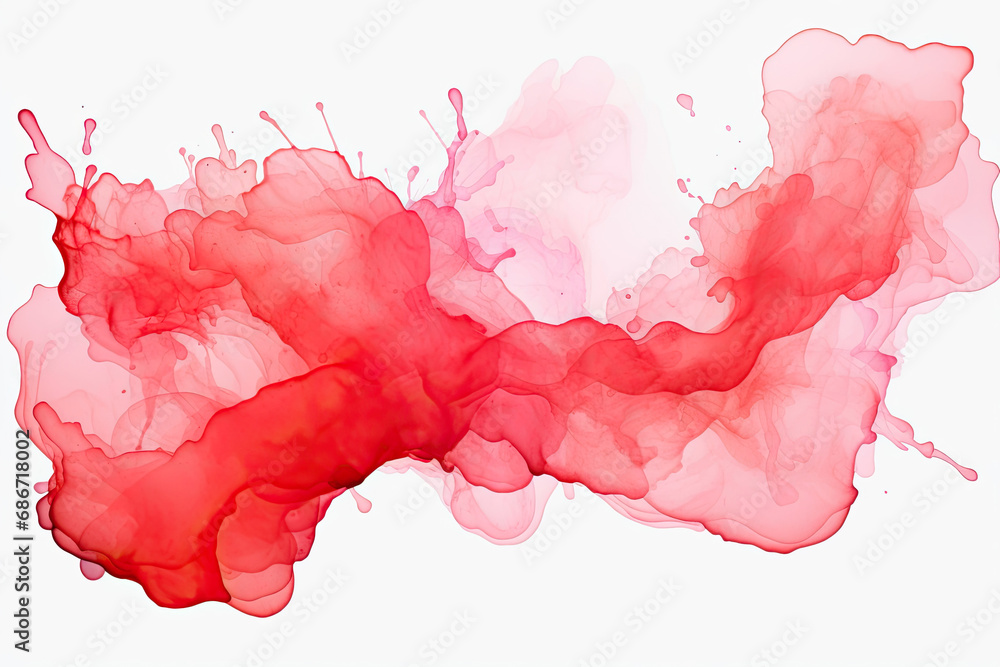 Ink watercolor pastel red splash, clip art, white background Stock ...