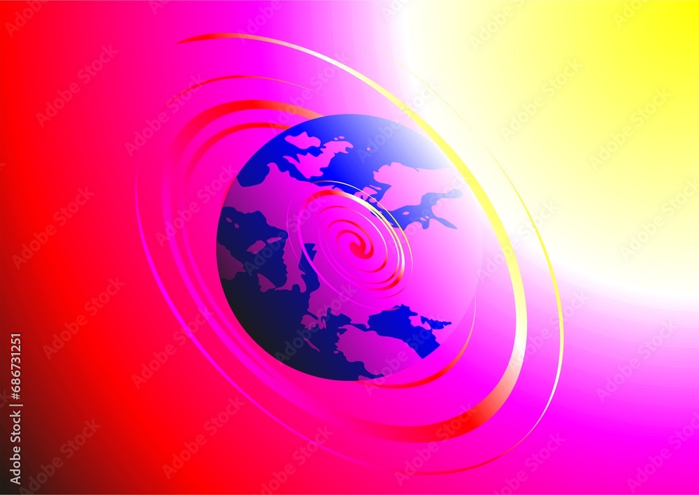 Planet Earth, sun and solar energy, radiation and wind in space ...