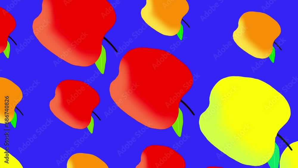 Vidéo Stock Rotating multi-colored apples on a blue screen. Looped ...