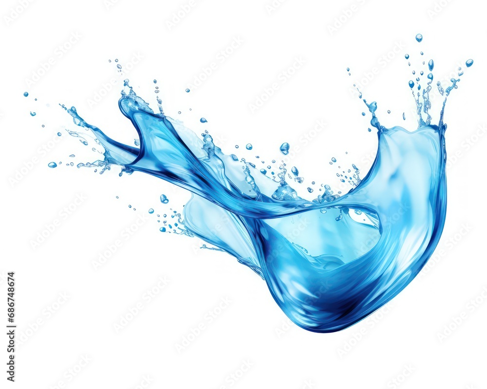 clear blue watersplash, separated on white background, overlay - ai ...