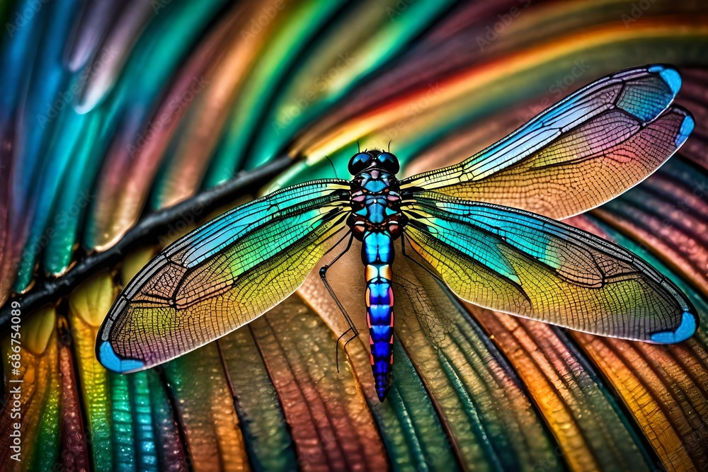 rainbow color dragonfly wings background. dragonfly wing close up dragonfly wing close up ...