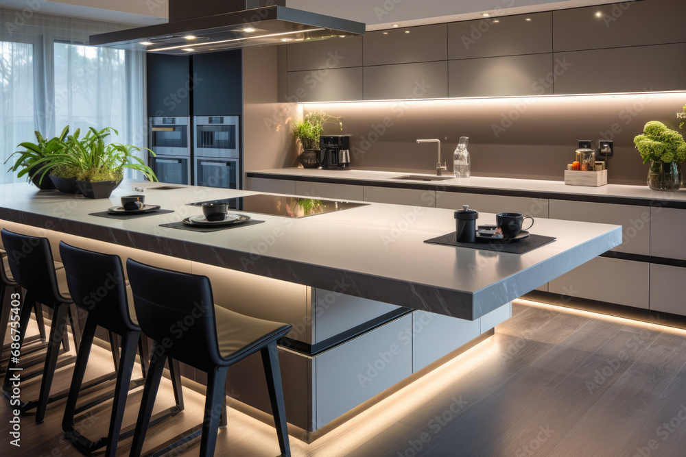 Ultra modern kitchen with cutting edge technology seamlessly integrates ...