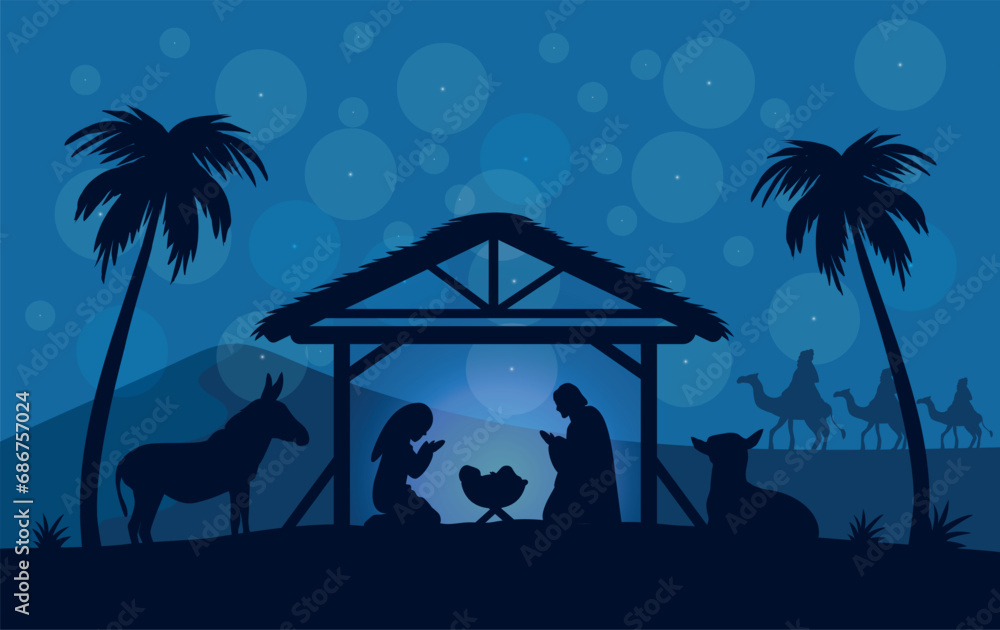 Nativity scene background. Nativity Of Jesus. Christmas nativity scene ...