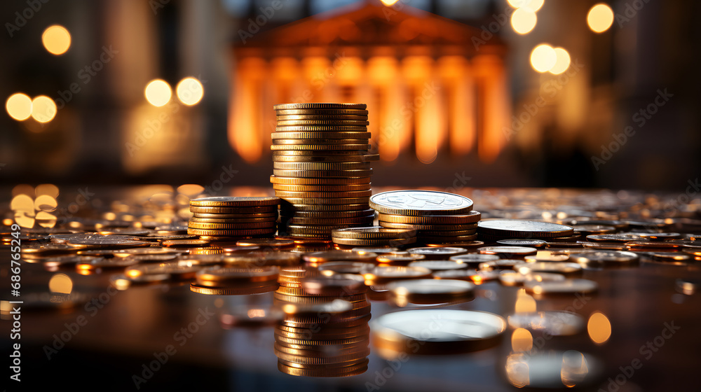 The Pillars of Financial Prosperity: A Stack of Coins Amidst a ...