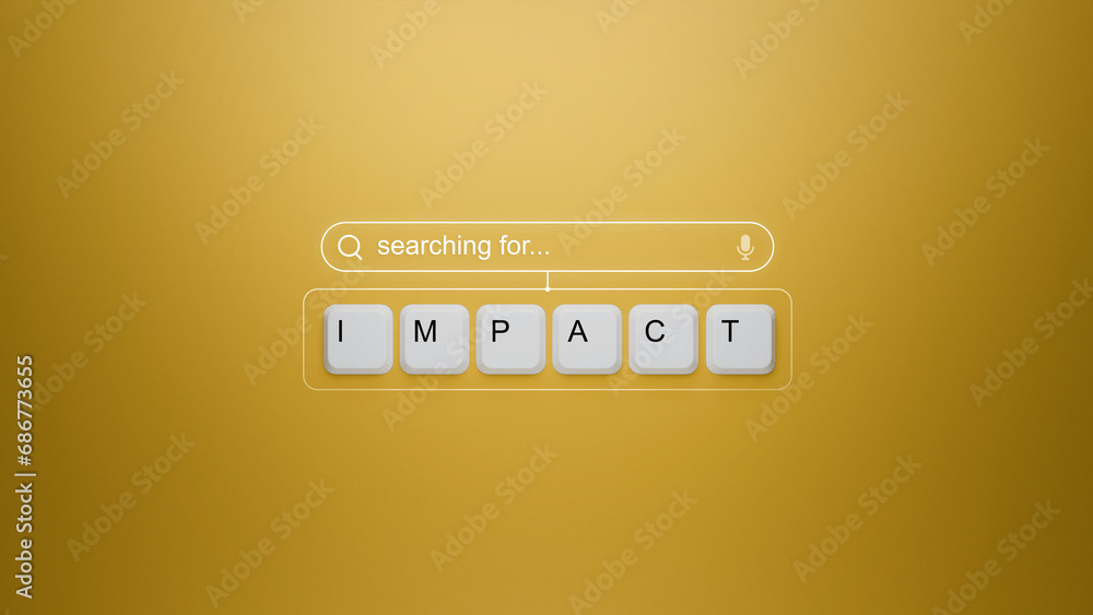 Keyboard keys spelling IMPACT on a vibrant yellow background with a ...