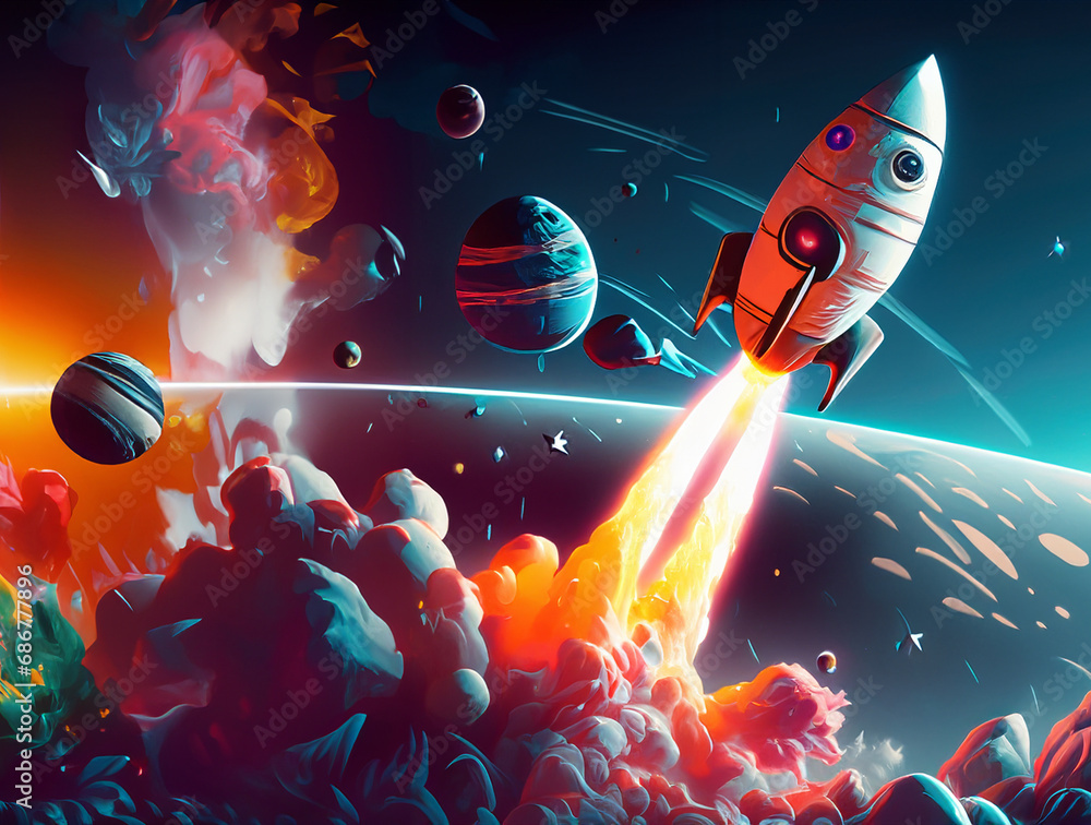 Super realistic space travel and super colorful Illustrations that go ...