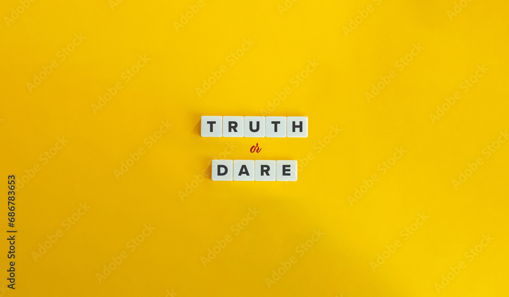 Truth or Dare Text on Block Letter Tiles on Yellow Background ...