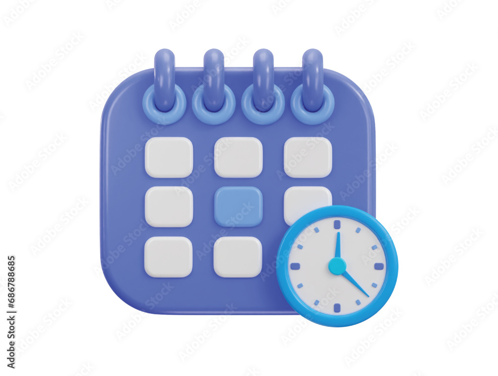 calendar icon with clock and date time management planning icon 3d ...